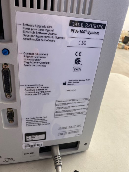 (1) Dade Behring PFA100 for sale