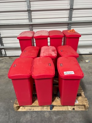 (10) RED BIO HAZARD TRASH CANS for sale