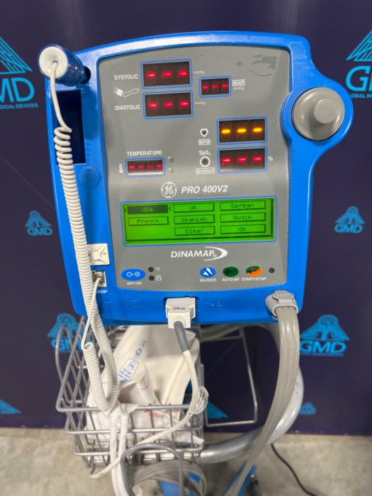 (2) Dinamap Pro 400V2 Vital Signs Monitors (powers on) for sale