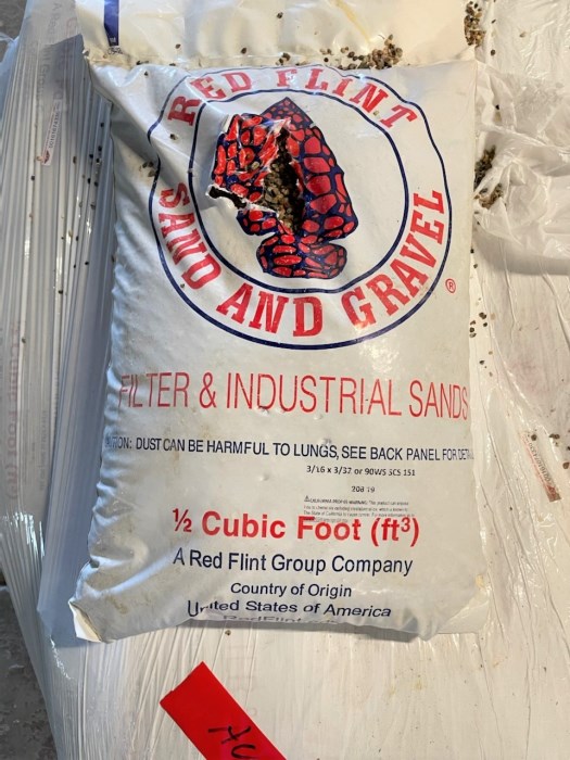 (2) Pallets of Red Flint Sand & Gravel Filter & Industrial Sands for sale