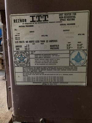 (2) Reznor Commercial Heating Systems for sale