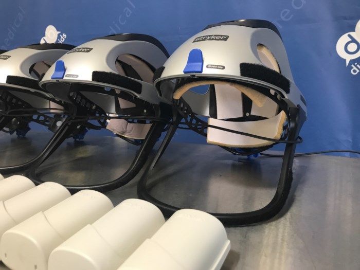 (4) Stryker T5 Personal Surgical Helmets w/ T4 Powerpacks for sale