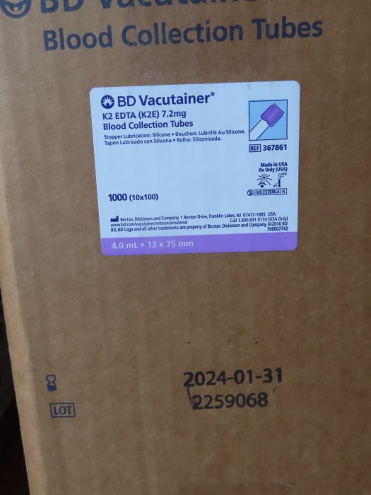 5 CASES OF BD Vacutainer EDTA Tubes REF 367861 for sale