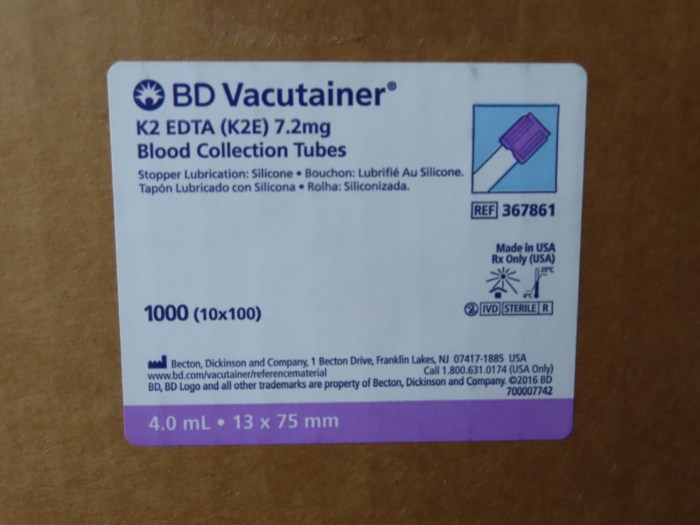 5 CASES OF BD Vacutainer EDTA Tubes REF 367861 for sale