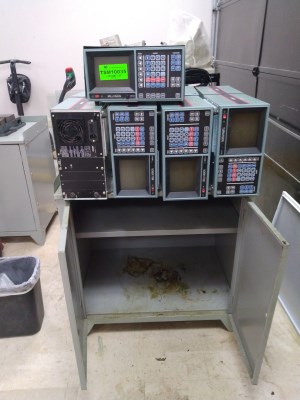 9 ACU-RITE Digital Readouts and metal cabinet for sale