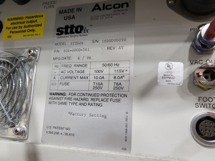 Alcon Opthalmic Ocutome Surgery System STTOdx/PSSdx for sale