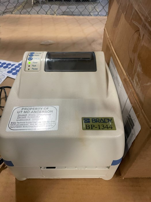 Brady BP-1344 Thermal Label Printer Model DMX-E04304 With Supplies ...