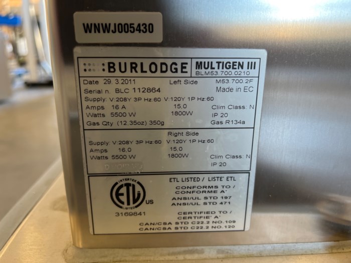 Burlodge Multigen II Model: BLC 112864 Dual Oven Service Trolley for sale