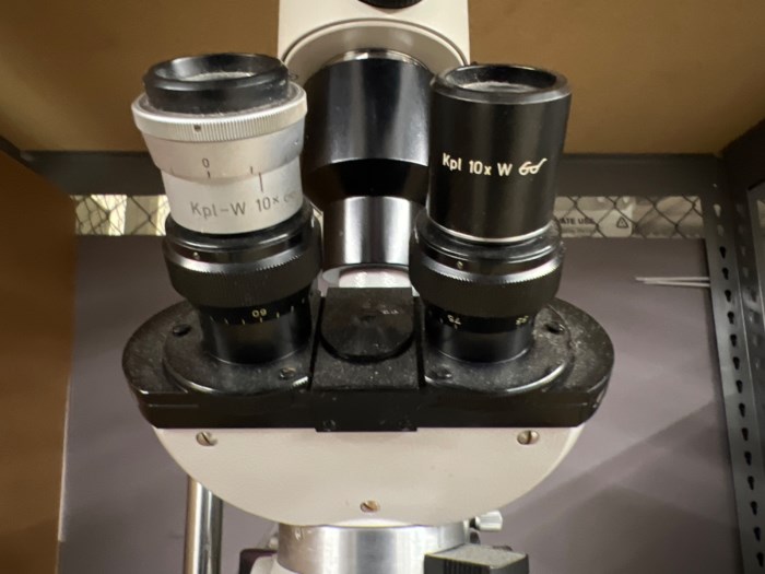 Carl Zeiss Microscope w/ Assorted Attachments & Base for sale