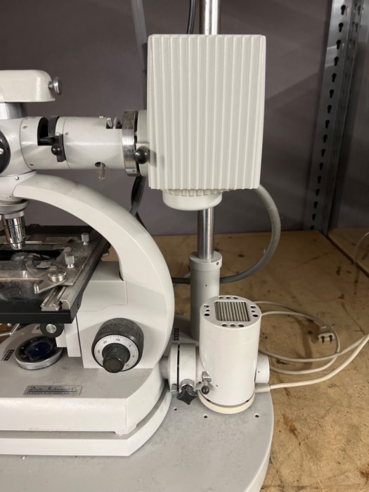 Carl Zeiss Microscope w/ Assorted Attachments & Base for sale