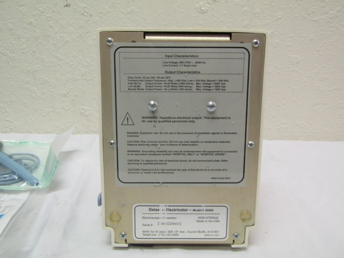 Delasco Electricator Electrosurgical Generator Model 26000 W/ 3 ...