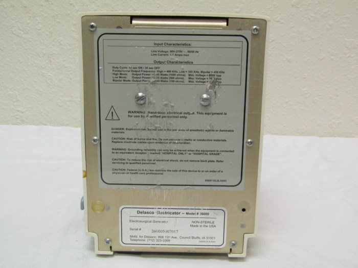 Delasco Electricator Electrosurgical Generator Model 26000 W/ 3 ...