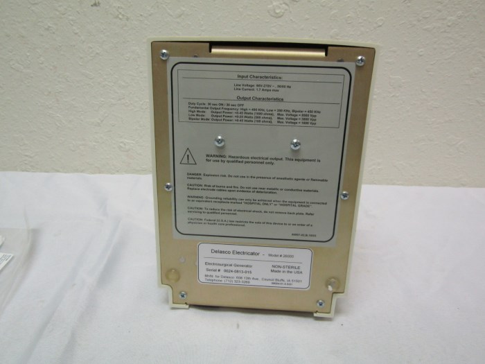 Delasco Electricator Electrosurgical Generator Model 26000 W/ 3 ...