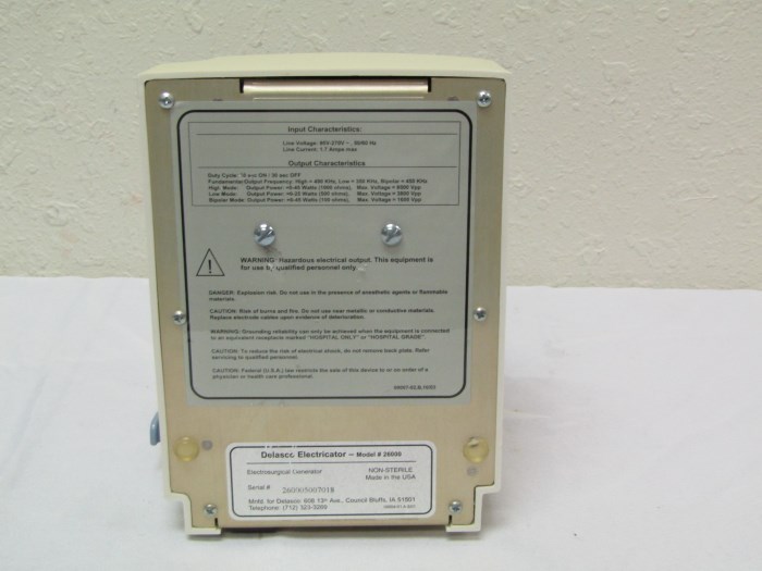 Delasco Electricator Electrosurgical Generator Model 26000 W/ 3 ...