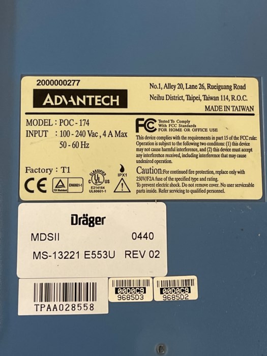 Drager/Advantech POC-174/MDSII Monitor for sale