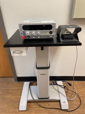 Ellex Solitaire with Ellex Foot Pedal and Frastema Electric Table for sale