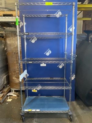 Five Shelf Metro Rolling Wire Rack for sale
