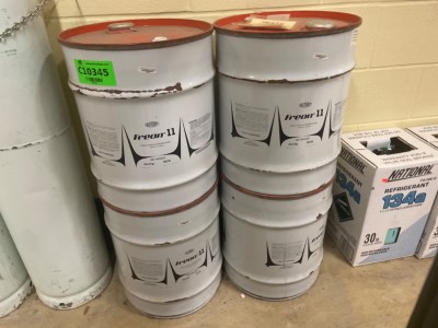 Freon 11 Trchlorofluromenthane (Lot of 4 Barrels - 100lbs Each) for sale