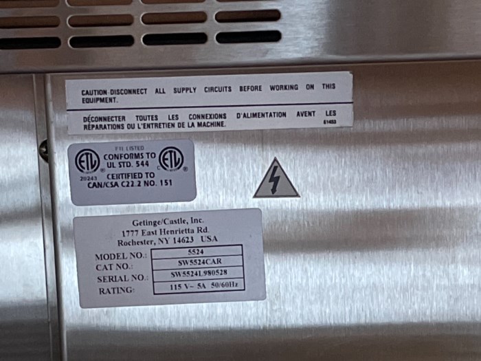 Getinge Castle 5524 Warming Cabinet for sale