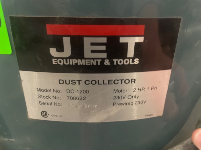 Jet DC-1200 Dust Collector for sale