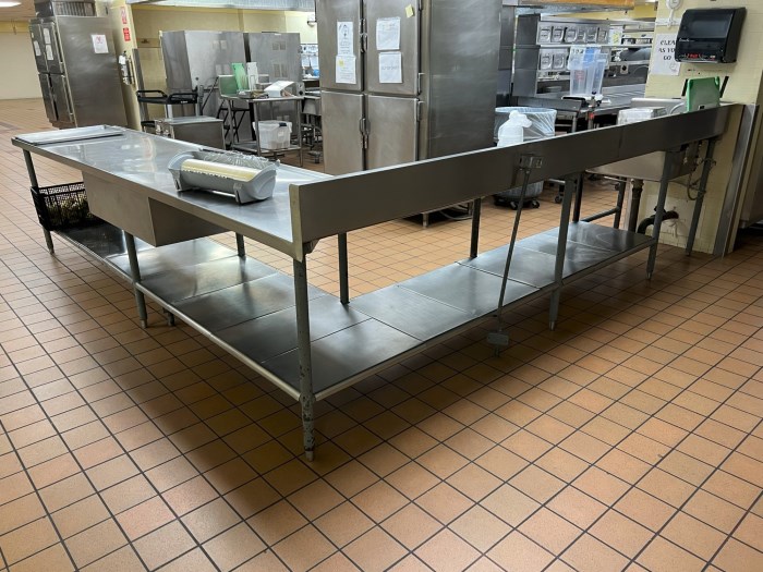 L-Shaped Stainless Steel Prep Table w/ Sink for sale