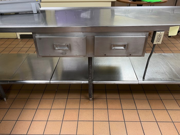L-Shaped Stainless Steel Prep Table w/ Sink for sale