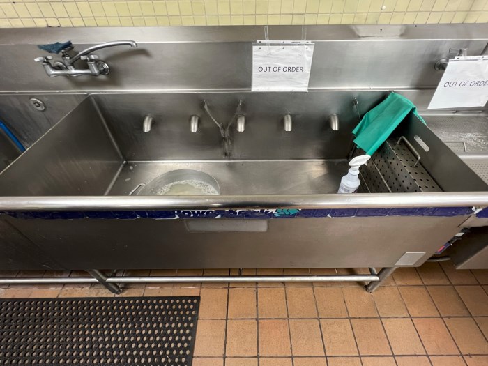 L-Shaped Three Compartment Industrial Dish Sanitizing Station w/ Heated ...