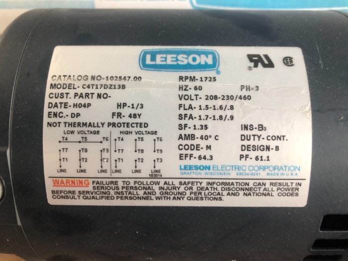 Lot of (2) Lesson Model C4T17DZ12B Motors (B1.3.14E) for sale