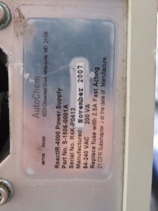 Lot of 2 Mettler Toledo ReactIR-4000 FTIR Analyzers w/ 3 Power Supplies ...