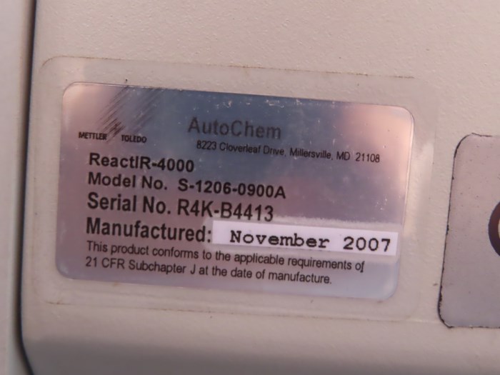 Lot of 2 Mettler Toledo ReactIR-4000 FTIR Analyzers w/ 3 Power Supplies ...