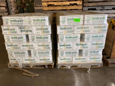 Lot of (2) pallets filled with Termite Prufe by Copper Brite for sale
