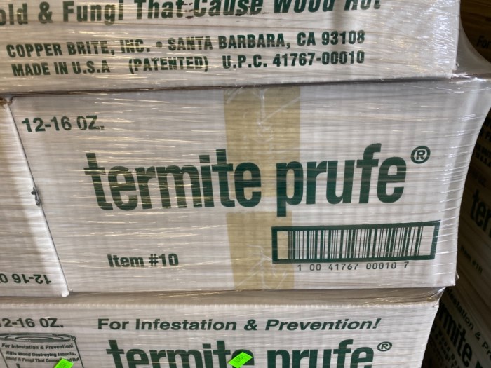 Lot of (2) pallets filled with Termite Prufe by Copper Brite for sale