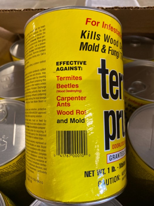 Lot of (2) pallets filled with Termite Prufe by Copper Brite for sale
