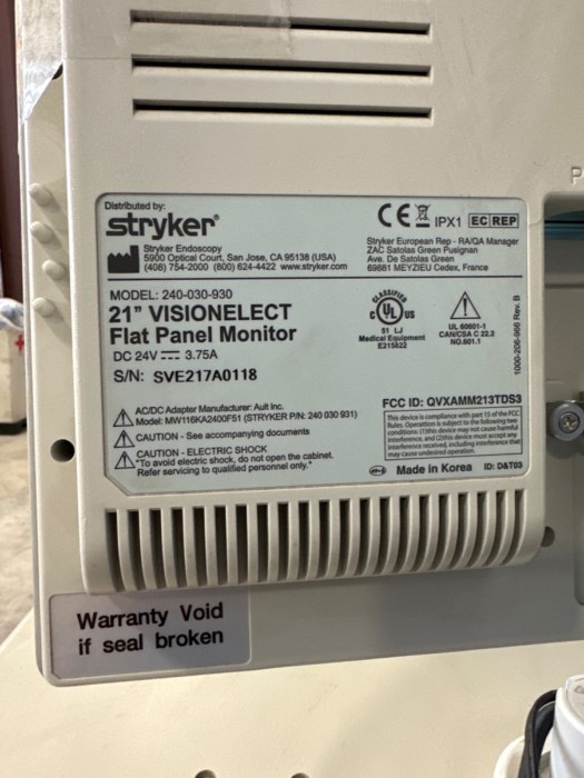 Lot of 2 Stryker Endoscopy tower with Vision Elect HD Monitor for sale