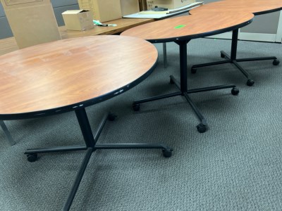 Lot of 3 foldable round office tables for sale