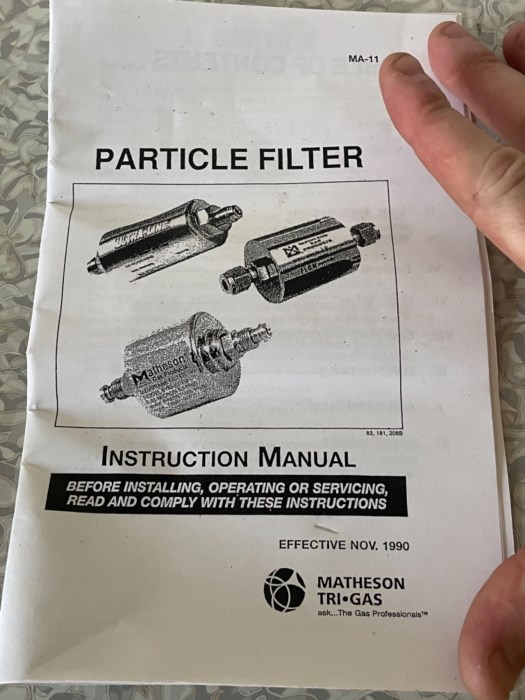Lot of (4) Matheson Gas Products Model 6134-P8FF Particle Filters for sale