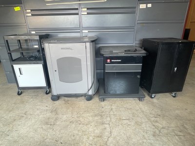 Lot of (4) Rolling Media Carts for sale