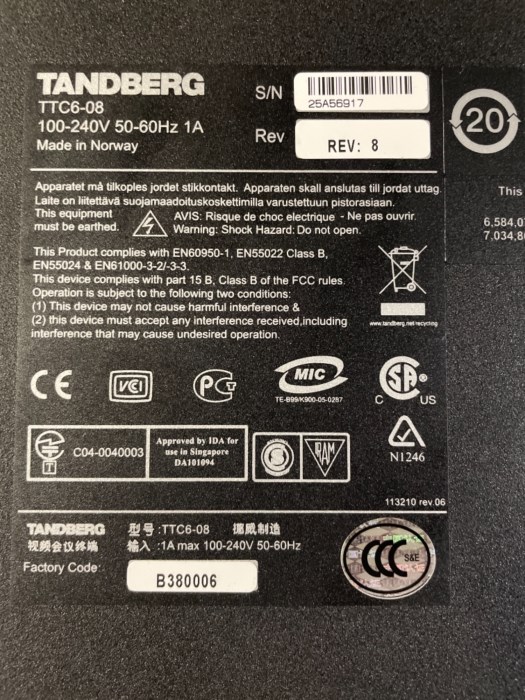 Lot of (5) Tandberg TTC6-08 VC Receivers for sale