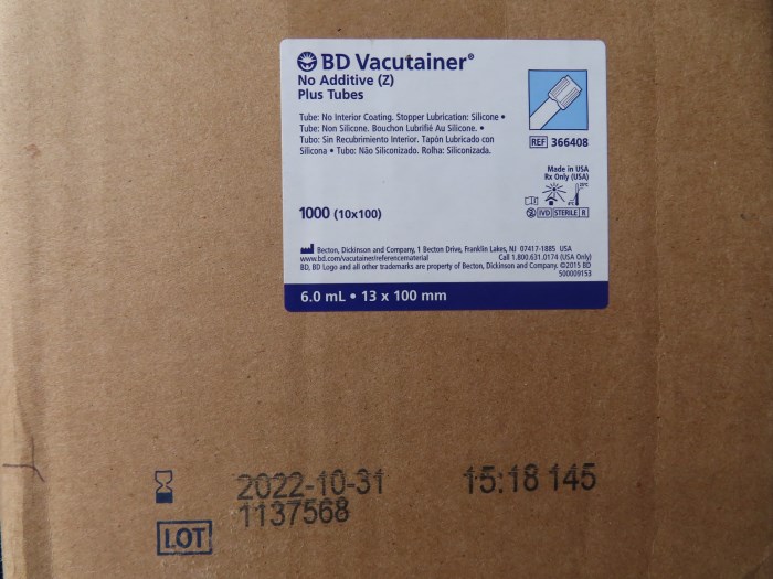 LOT OF 8 CASES OF BD BLOOD COLLECTION TUBES for sale