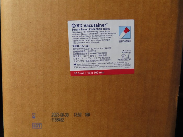 LOT OF 8 CASES OF BD BLOOD COLLECTION TUBES for sale