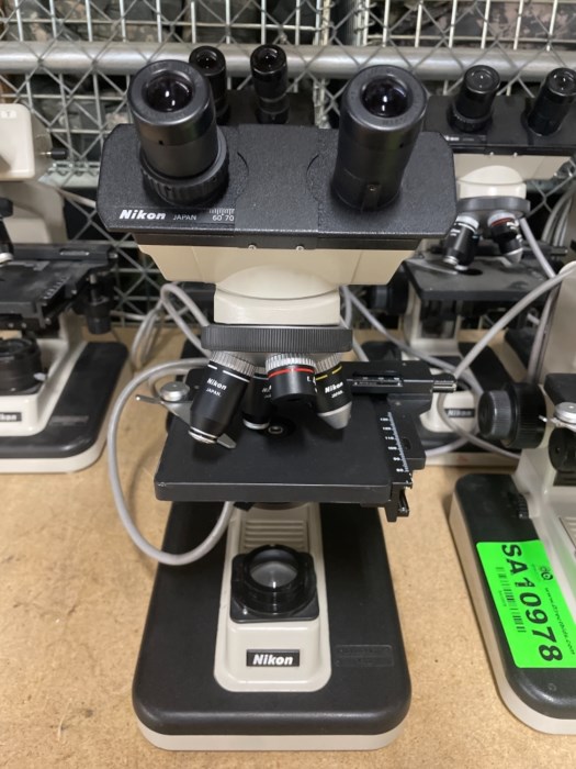 Lot of (8) Nikon Alphaphot-2 YS2 Tabletop Microscopes for sale