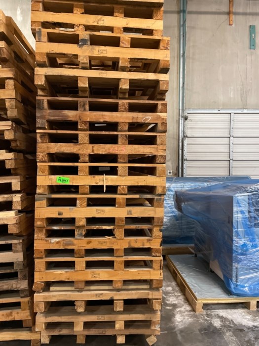 Lot of Approximately (15) 12 Foot Long Wooden Pallets, made in Japan ...