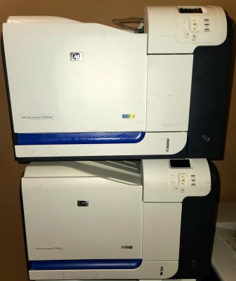 Lot of HP Color LaserJet CP3525 Printers for sale