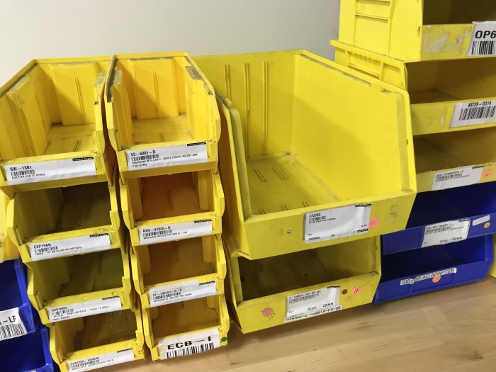 Lot Of Uline Stacking Parts Bins For Sale