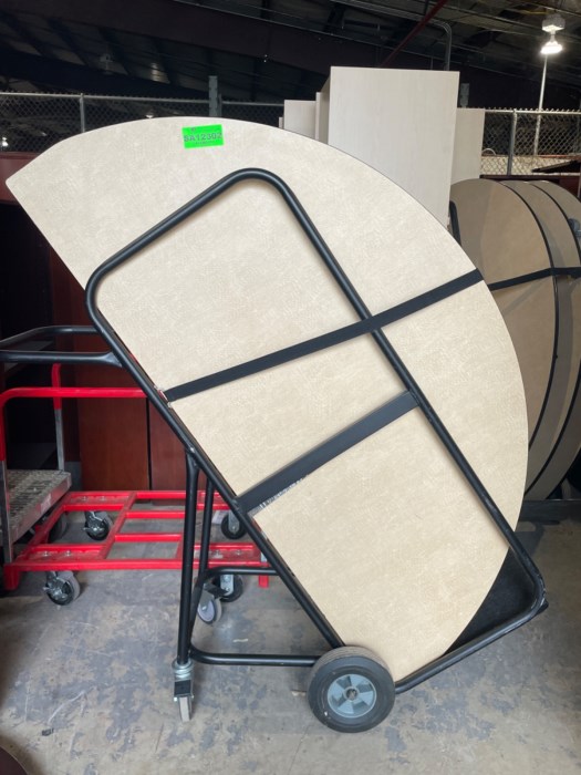 Maywood Standing Height Round Mobile Folding Table w/ Transport Cart ...