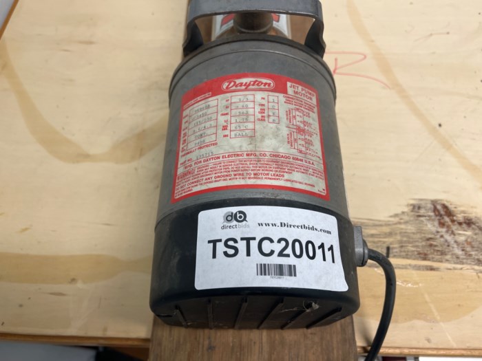 Mounted Teel Model: 2P372B Pump w/ Dayton Model: 9K860A 1/3 HP Jet Pump ...