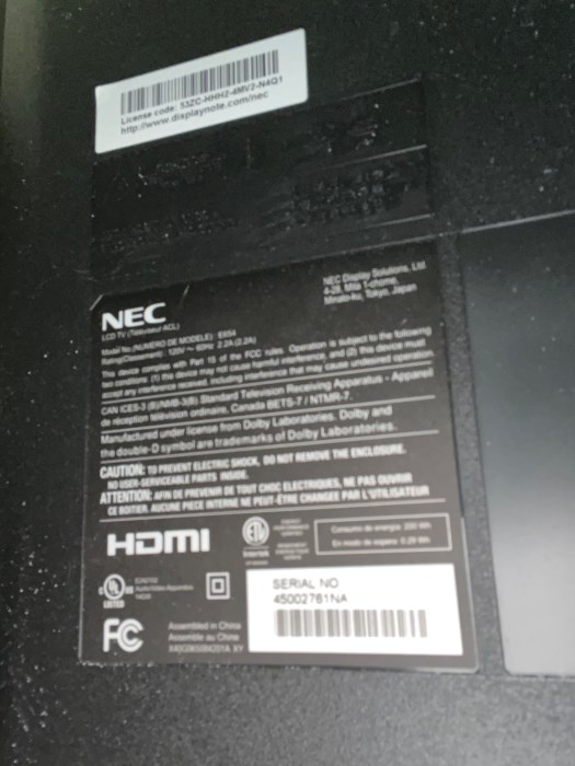 NEC Flat screen TV for sale