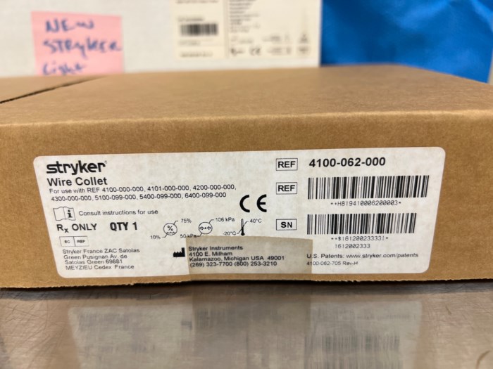 New in box Stryker Endoscopy Fiber Optic Cables & Wire Collets. for sale