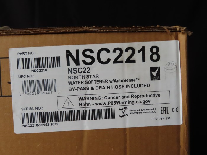 North Star Water Softener, 1" Pipe, Cabinet Tank NSC22 for sale