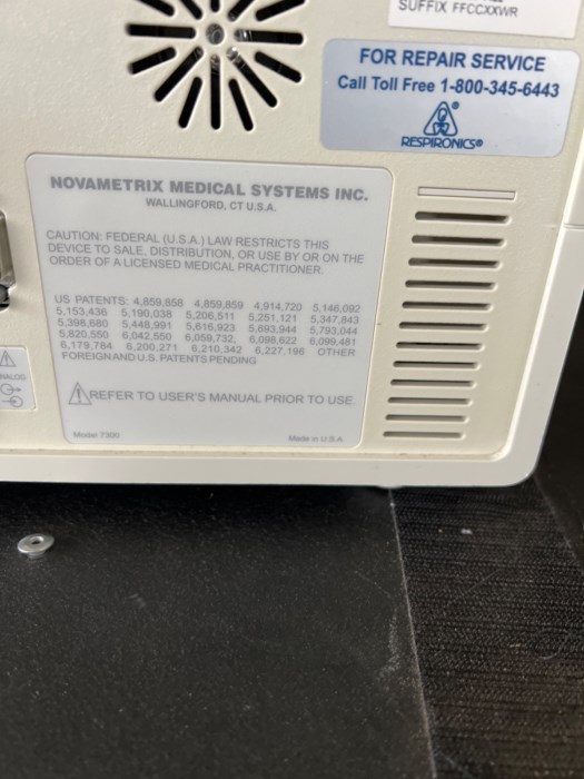 Novametrix Nico Cardiopulmonary Management System Model 7300 for sale